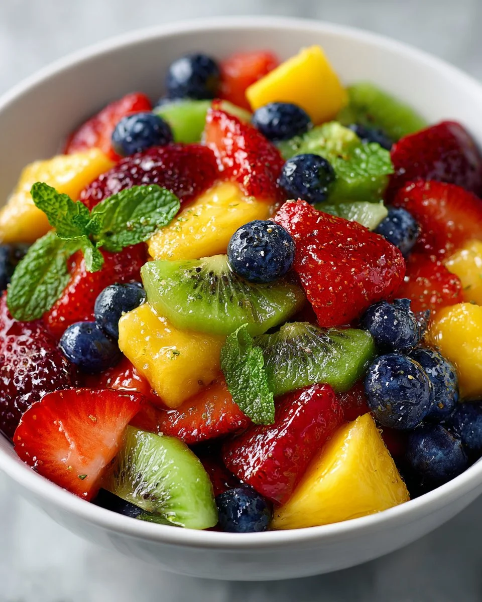 Honey Lime Rainbow Fruit Salad