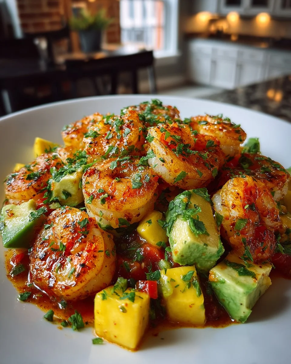 Shrimp and Avocado Bowls with Mango Salsa & Lime-Chili Sauce