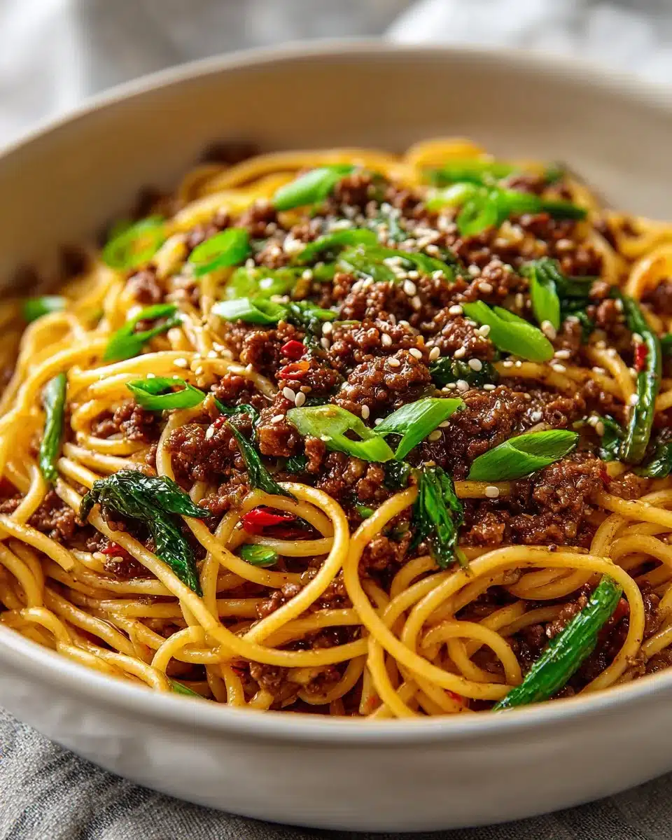 Asian-Style Ground Beef Spaghetti