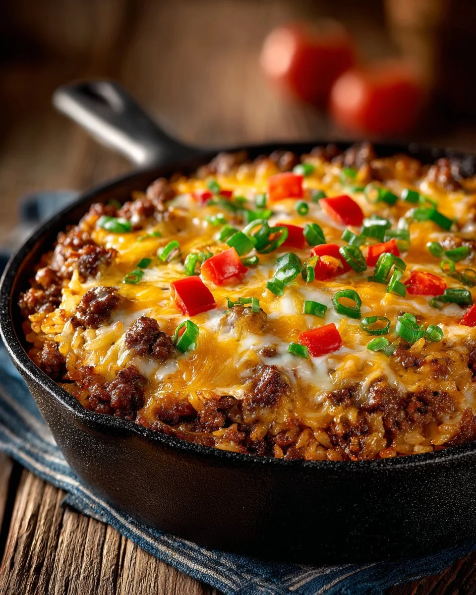 Cheesy Ground Beef and Rice Casserole