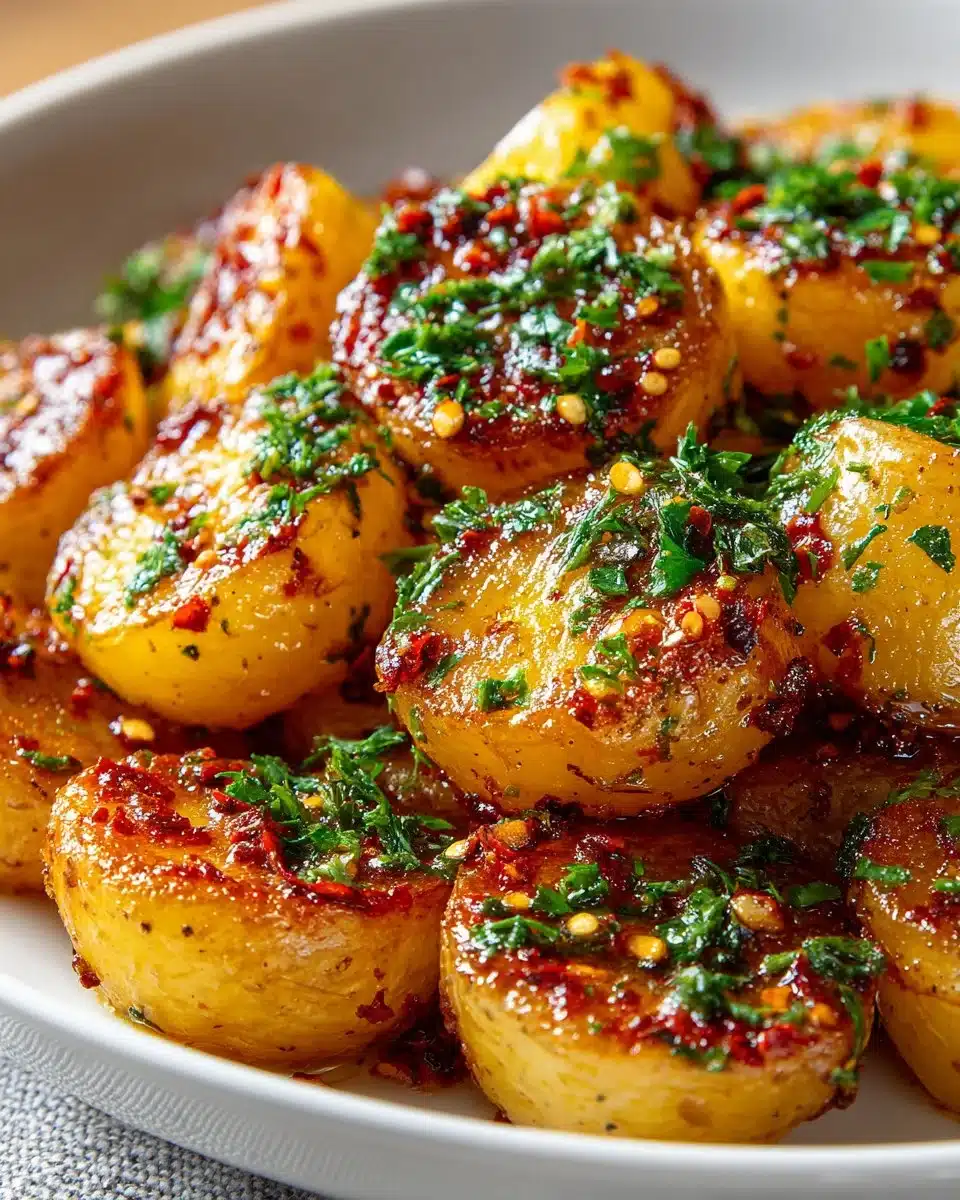 Spicy Garlic Roasted Chilli Potatoes