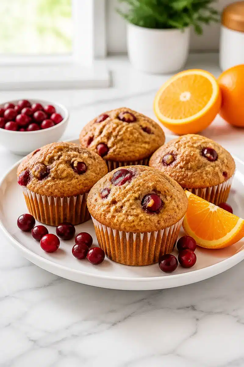 Healthy Whole Wheat Cranberry Orange Muffins
