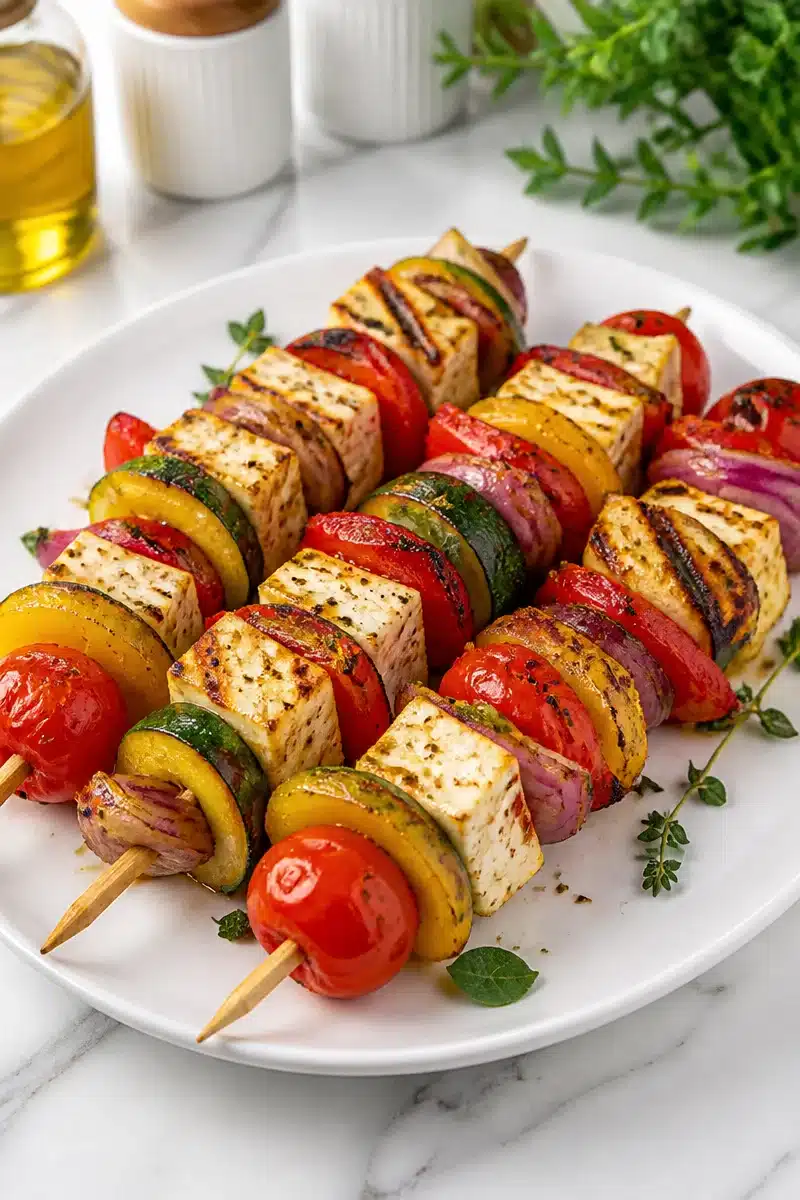 Grilled Veggie And Halloumi Skewers Easy Summer Meals
